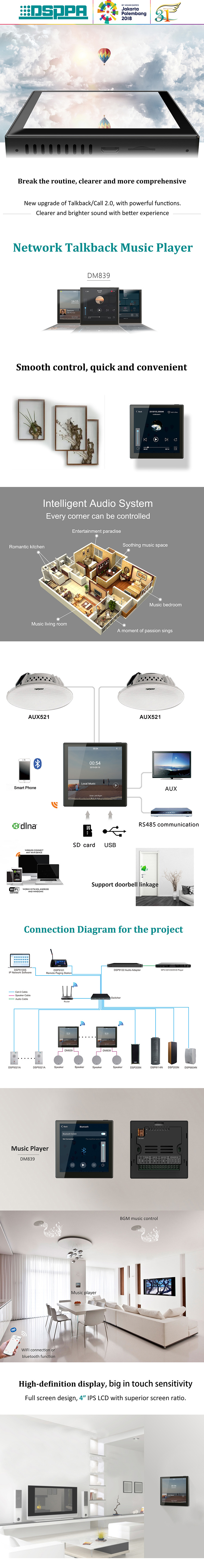 DM839 Mini On-Wall Network Talkback Music Player - Guangzhou DSPPA ...