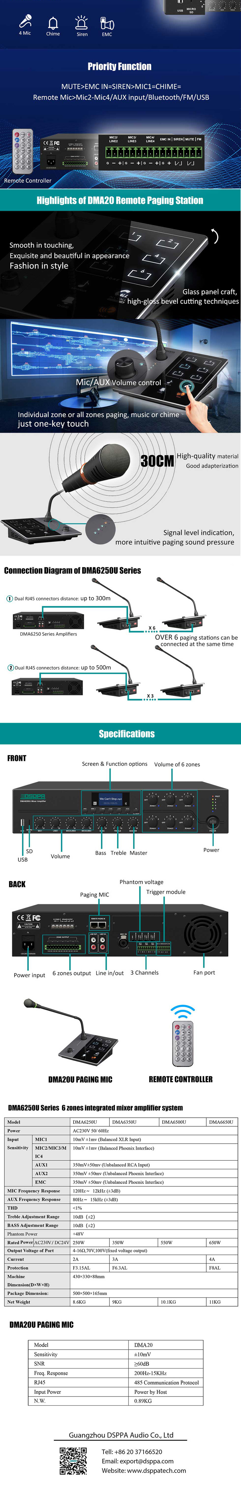 Best Digital Mixer Amplifier with Remote Paging Station for sales